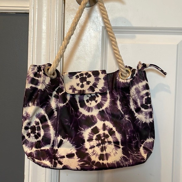 Private Label | Bags | Purple White Tie Dye Faux Leather Adorable Bag ...